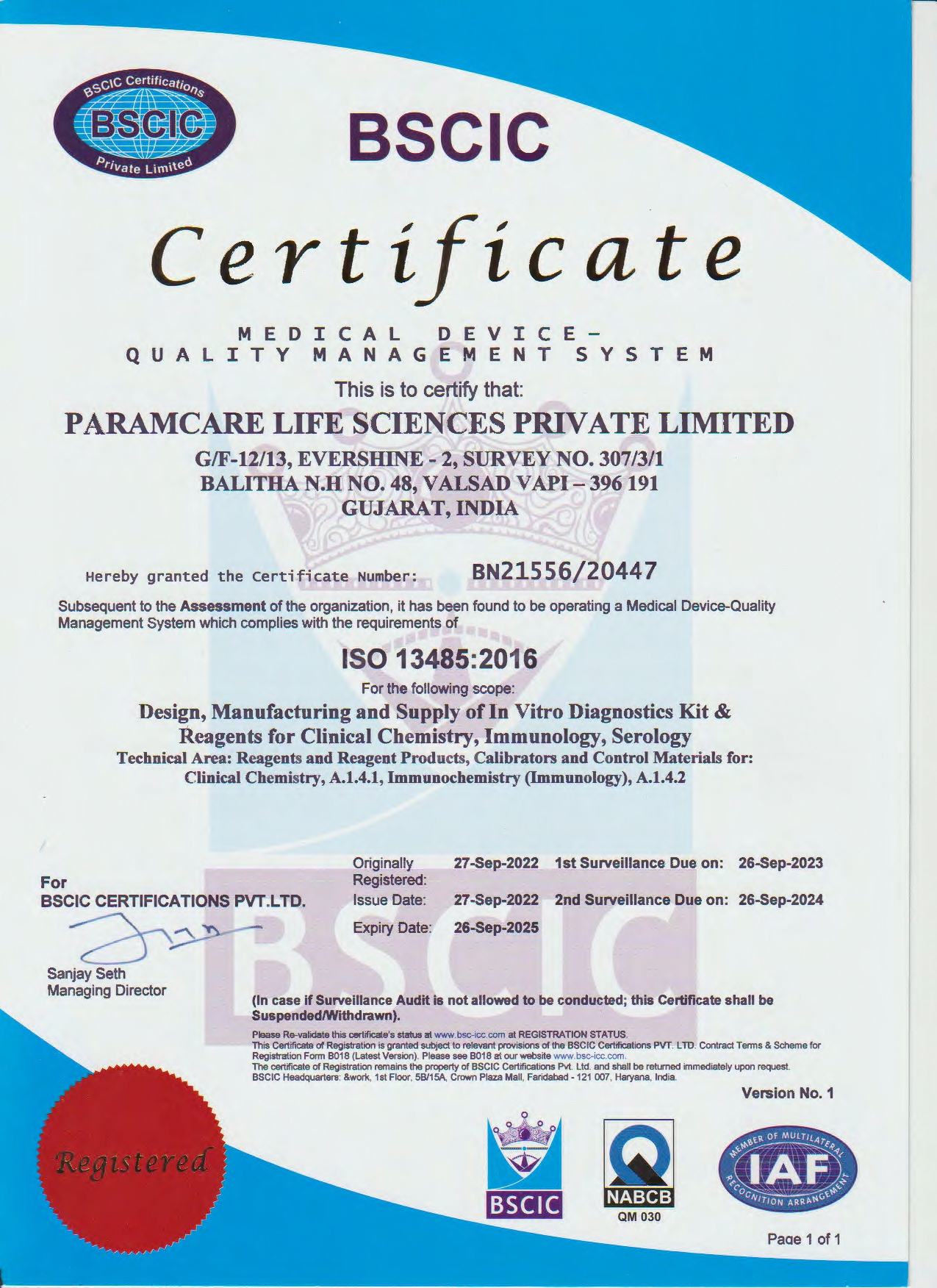 Certifications | ParamCare Life Sciences